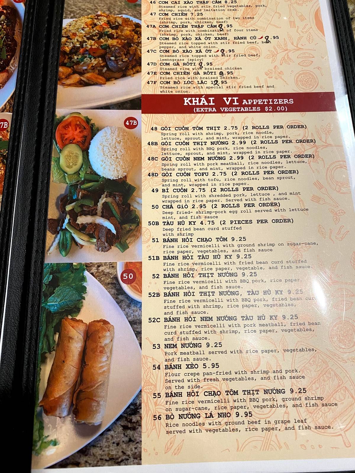 Menu at Da Vàng Restaurant, Phoenix