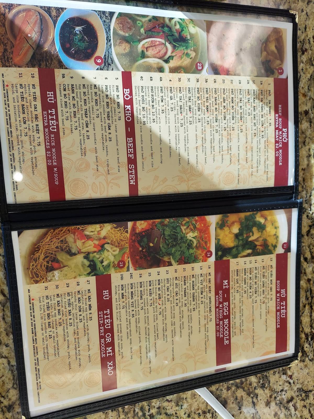 Menu at Da Vàng Restaurant, Phoenix