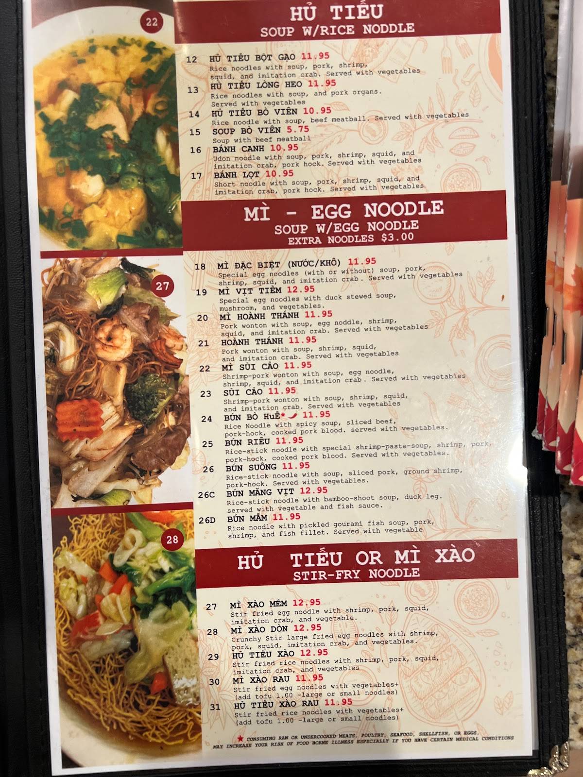 Menu at Da Vàng Restaurant, Phoenix