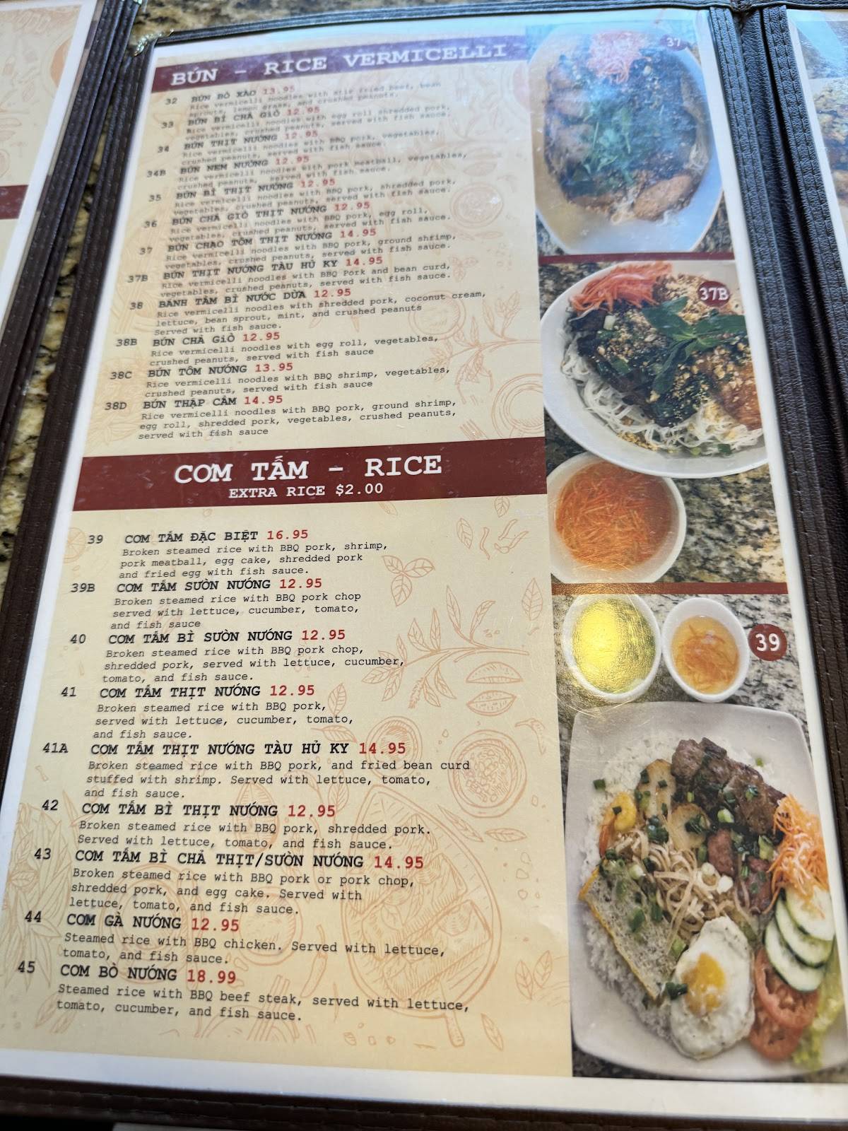 Menu at Da Vàng Restaurant, Phoenix