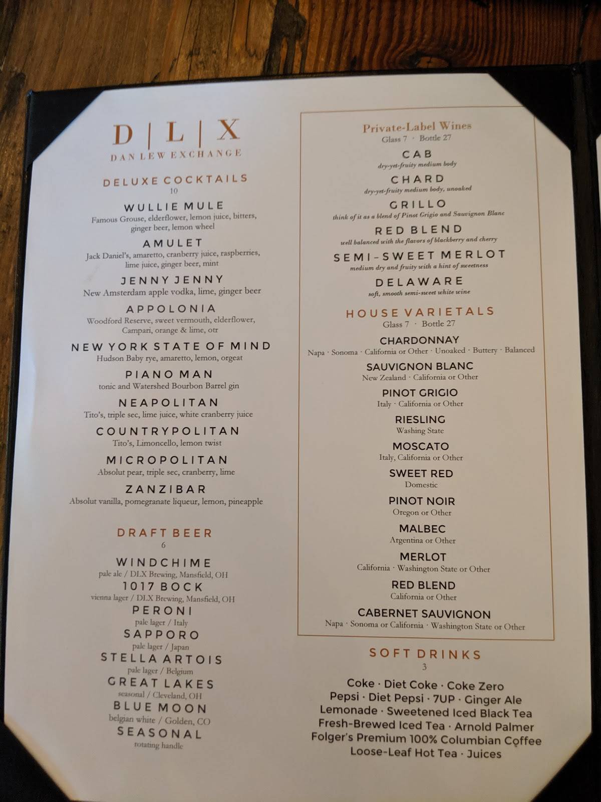 Menu at Dan Lew Exchange / DLX pub & bar, Mansfield