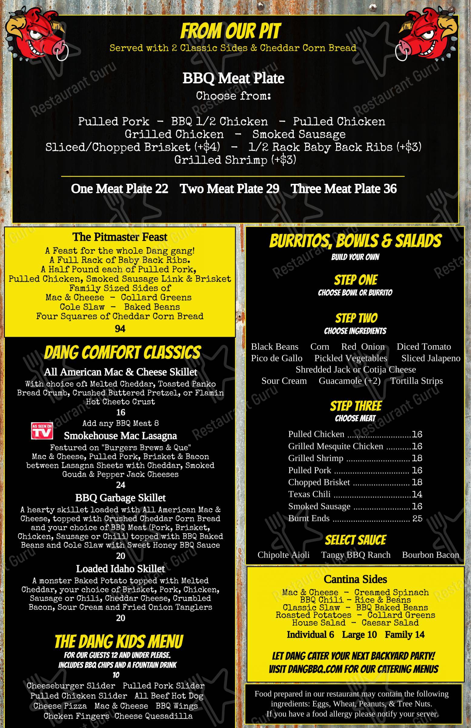 Menu at Dang BBQ Cantina, Hauppauge