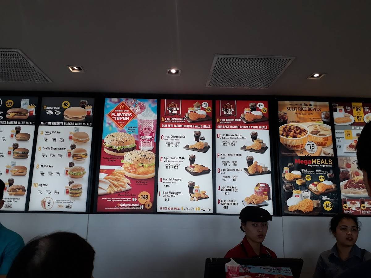Carta del restaurante McDonald's KJC Compound, Dávao, 1