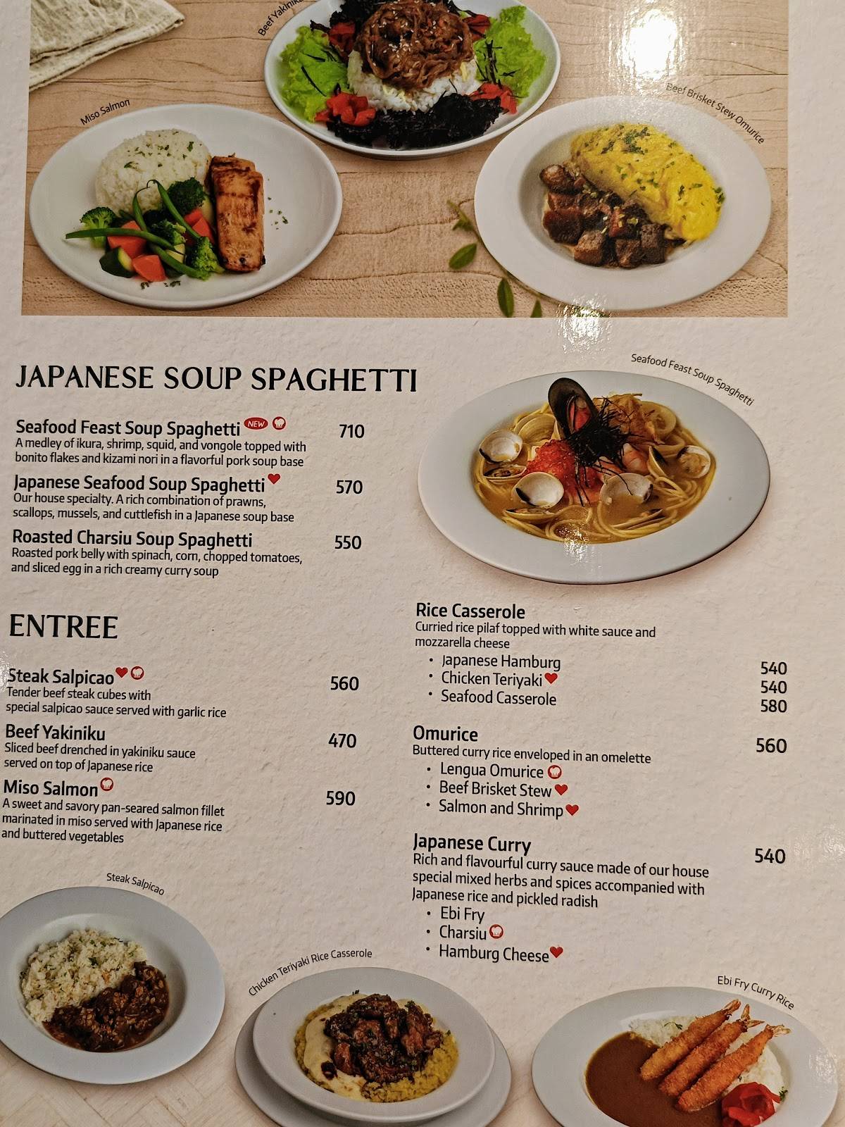 Carta de UCC Cafe Terrace Davao, Dávao