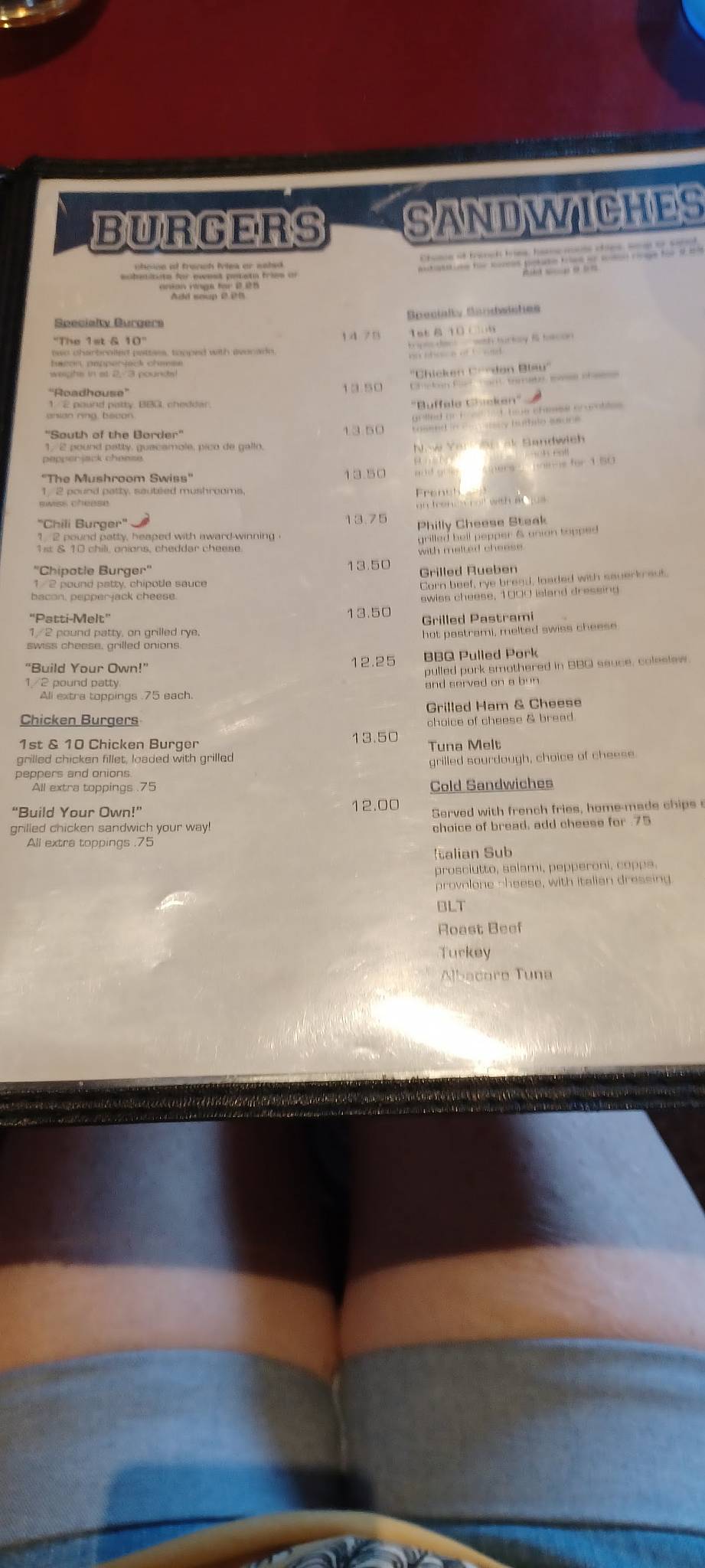 Menu at 1st & 10 Bar and Grill, Dayton