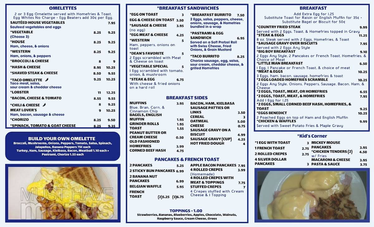 Menu at Dean's Corner restaurant, Griswold