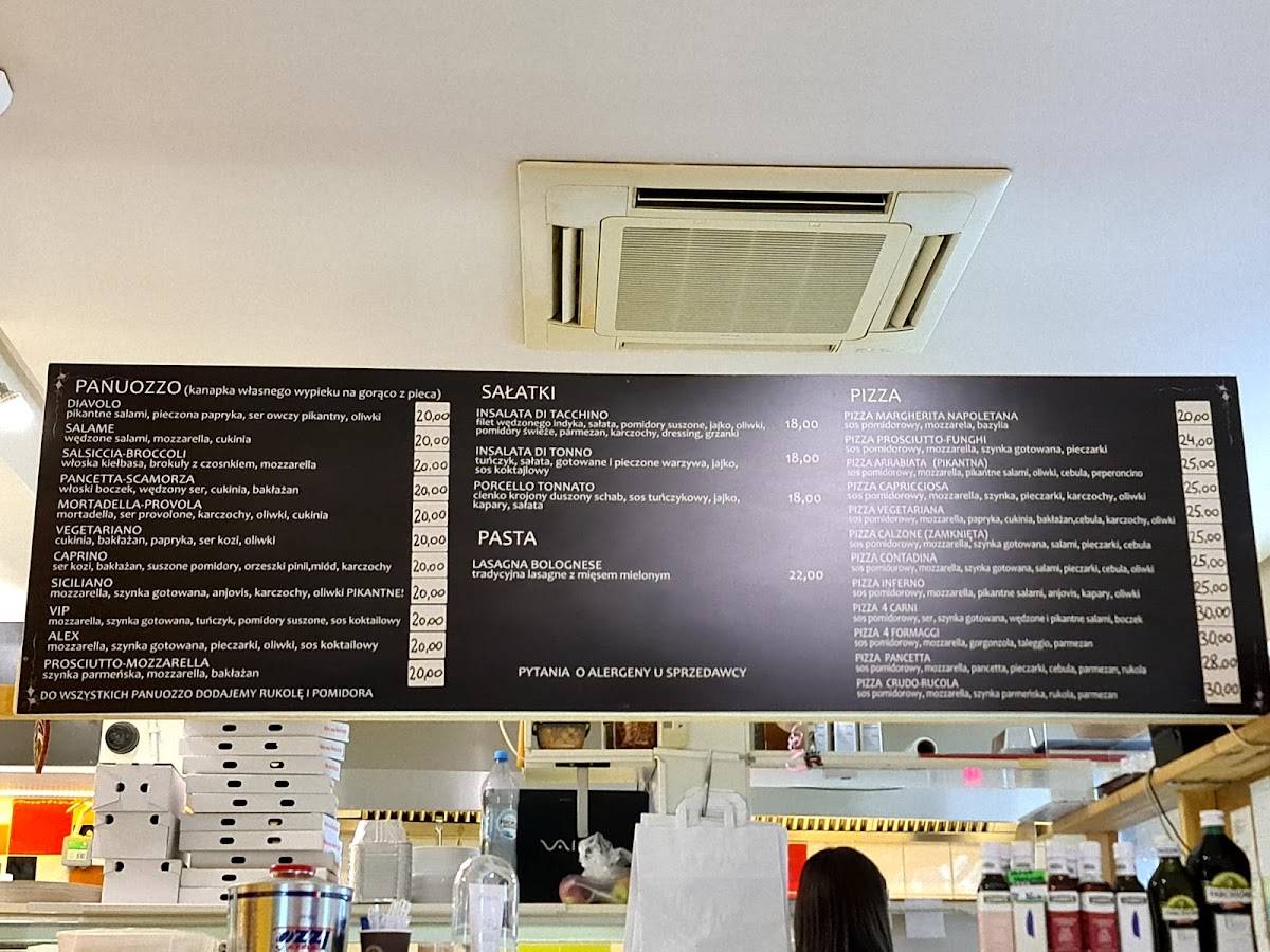 Menu at Del Favero restaurant, Kielce