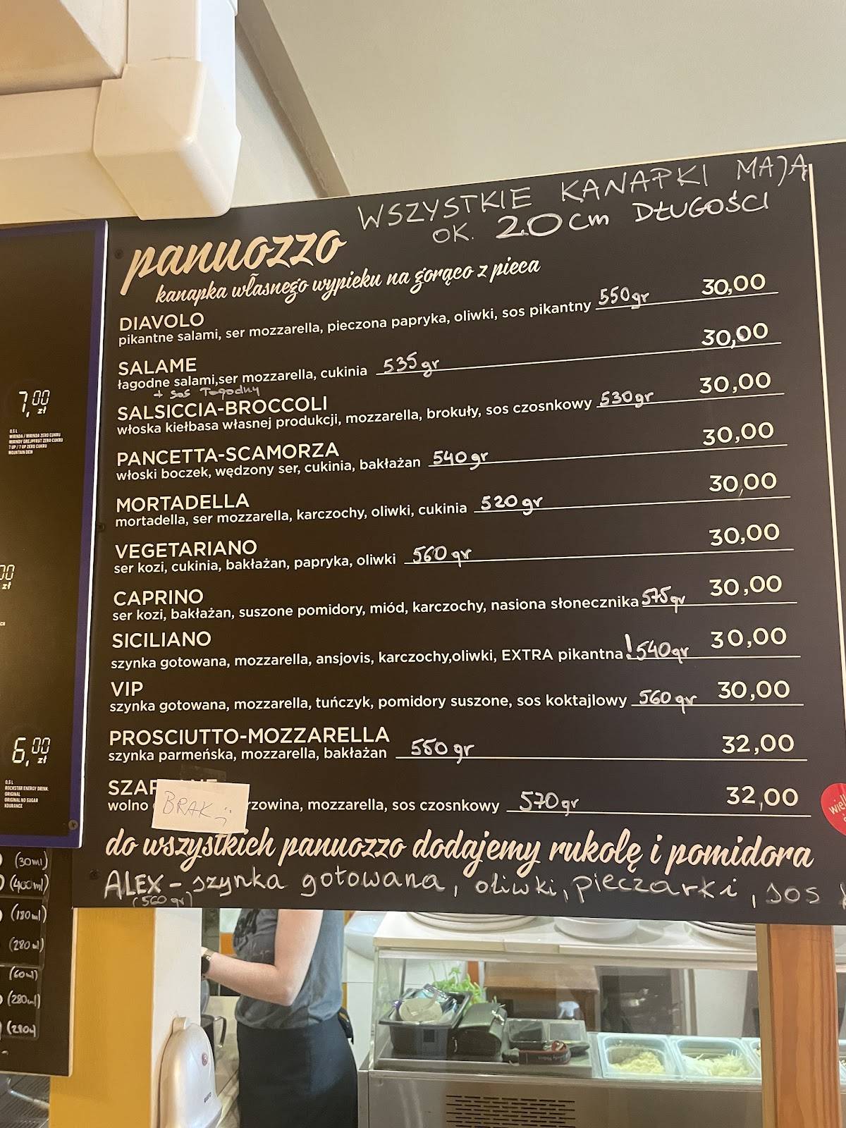 Menu at Del Favero restaurant, Kielce