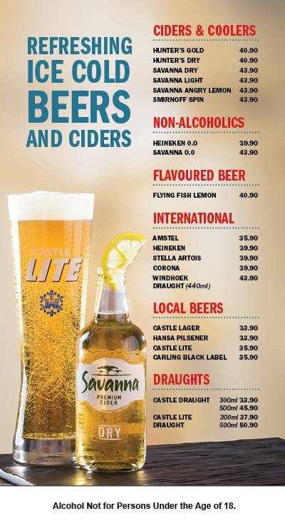 Menu at Del Rio Spur restaurant, Kuruman