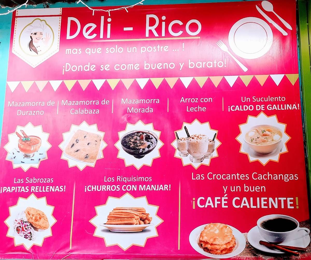 Menu at Deli-Rico restaurant, Peru