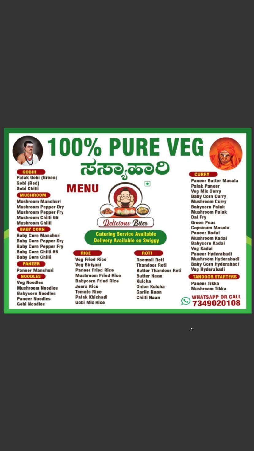 Menu at Delicious Bites, Mysuru, opposite to Apoorva hotel