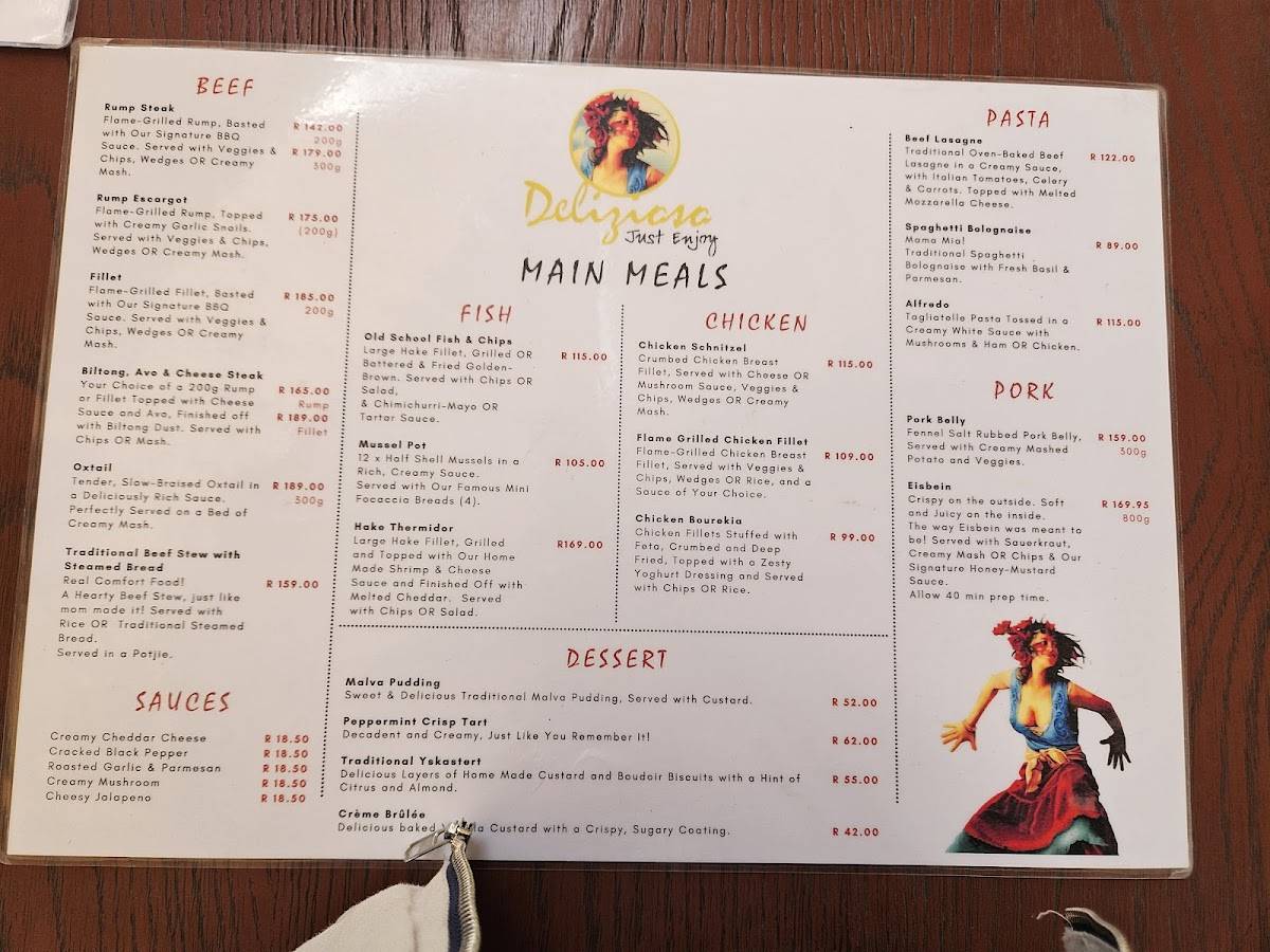 Menu at Delizioso restaurant, Centurion, Shop 82 - 83