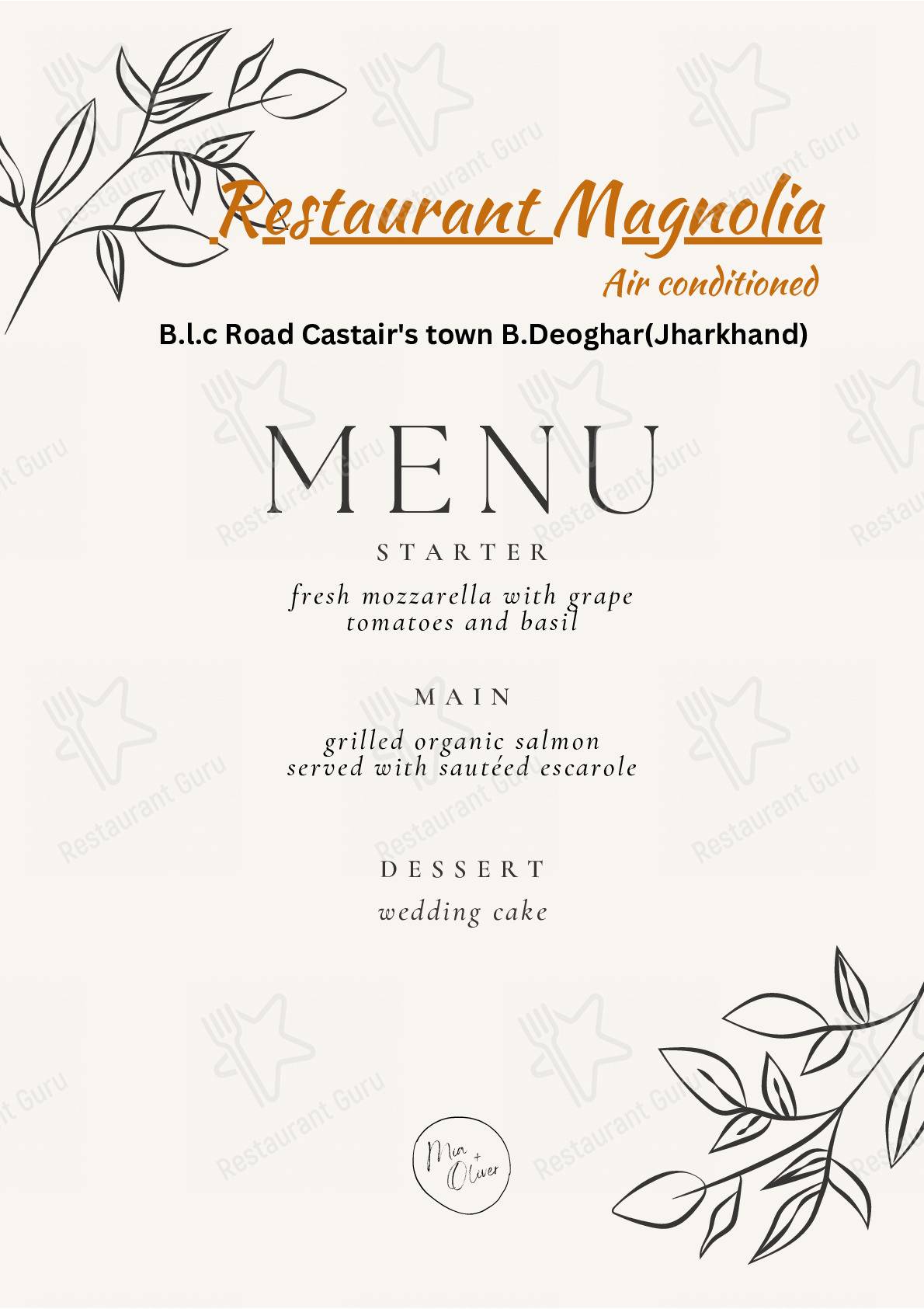 Menu at Magnolia Restaurant, Deoghar