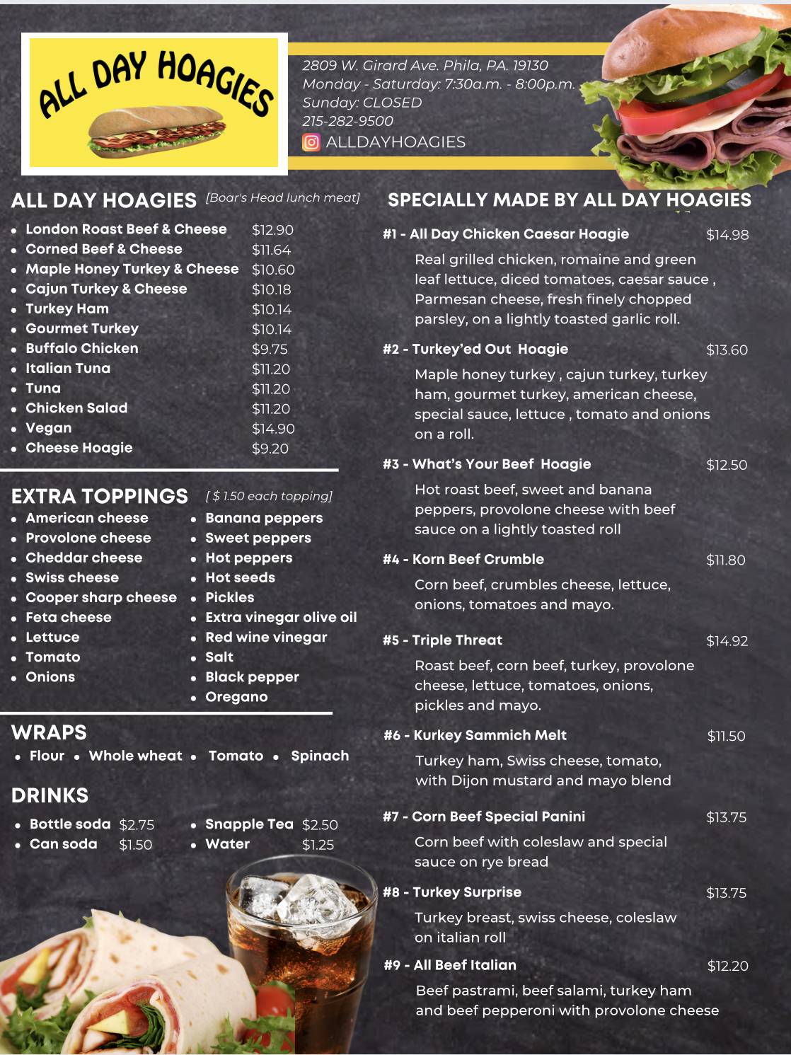 Menu at All Day Hoagies / I Scream For Ice Cream desserts, Philadelphia