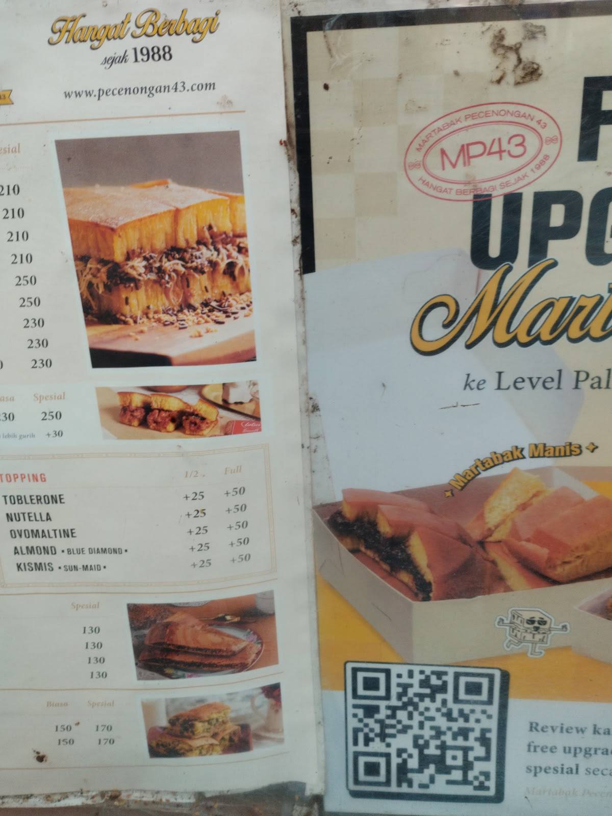Carta del postres Martabak Pecenongan 43, Central Jakarta, Jl ...