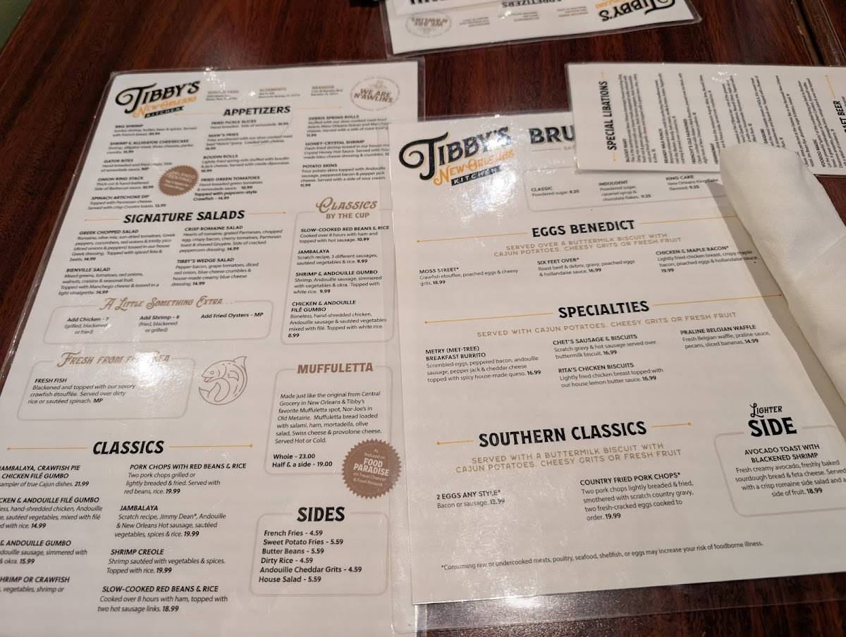 Carta del postres Tibby's New Orleans Kitchen, Brandon