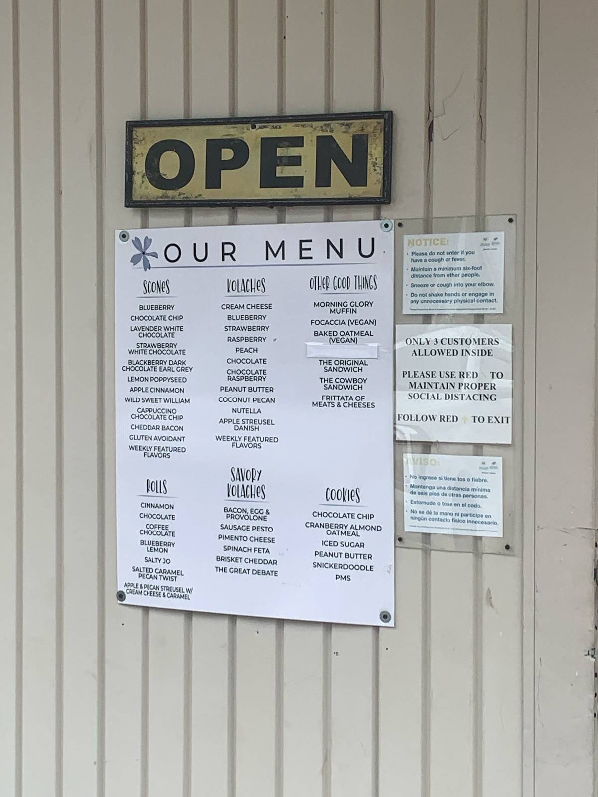 Menu at Wild Sweet William's Bakery, Searcy