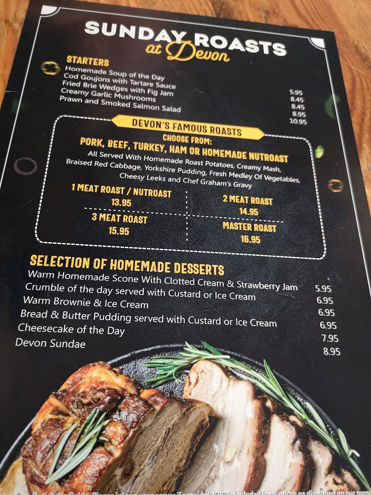 Menu at Devon Restaurant and Bar, Tías