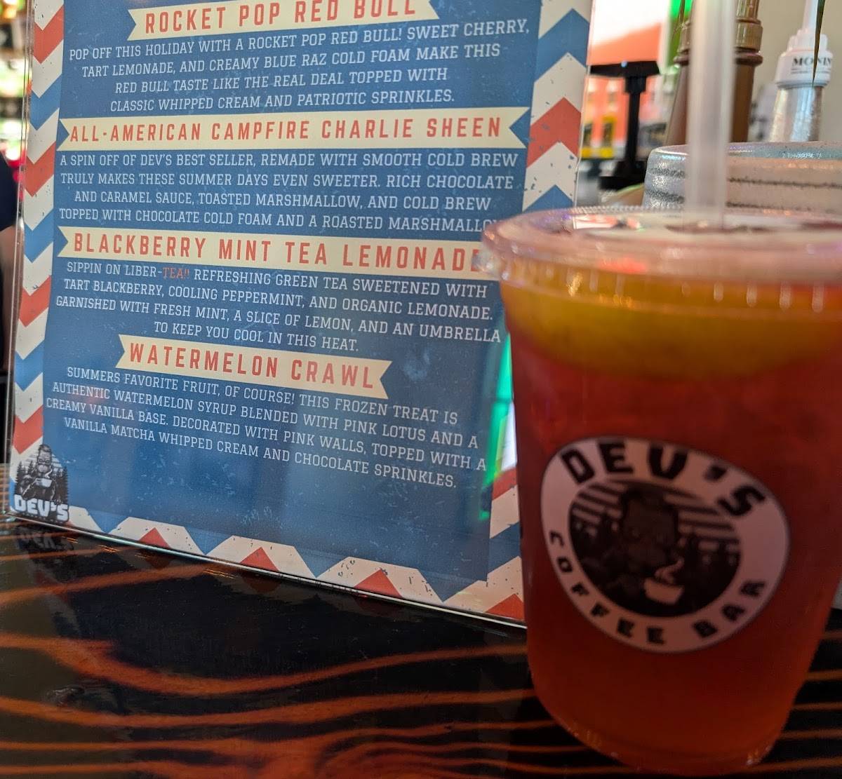 Menu at Devs Coffee Bar Battle Ground, Battle Ground