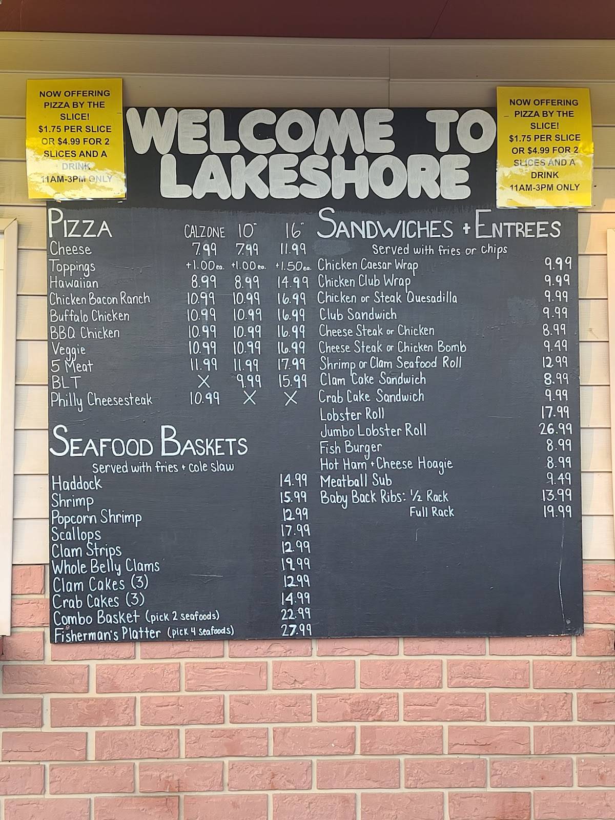 Menu at Lakeshore Restaurant, Dexter, 16 Crockett Rd