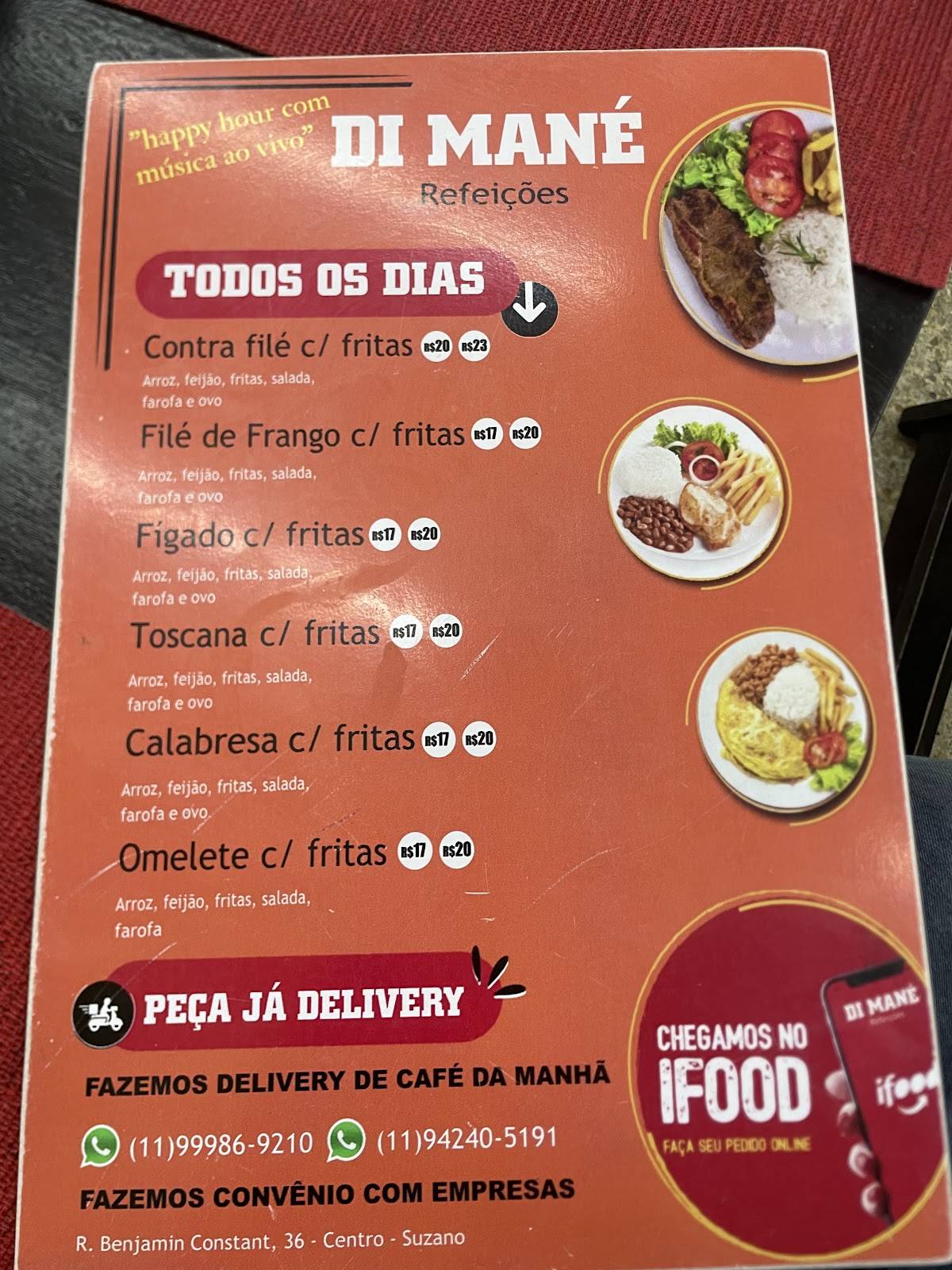 Menu em Di Mané restaurante, Suzano