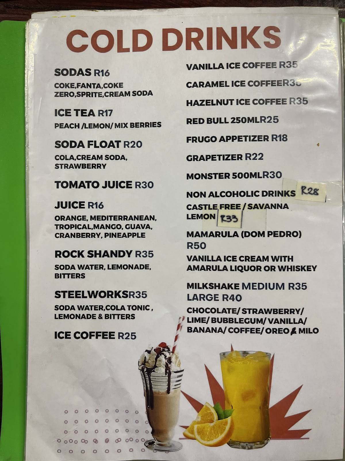 Menu at Die Boom Pretoria north restaurant, Pretoria