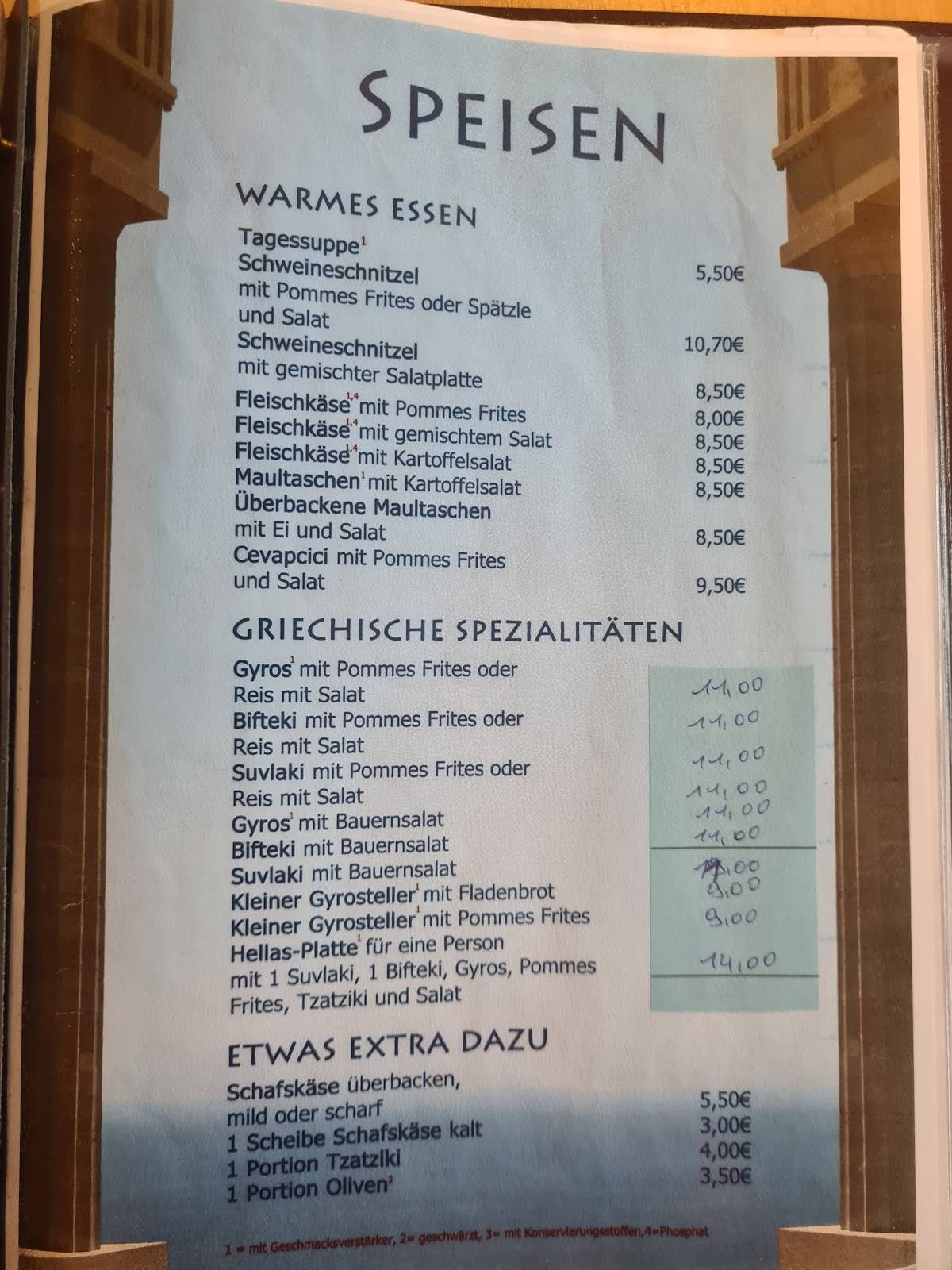Speisekarte von Dimis Hellas Gyros restaurant, Künzelsau