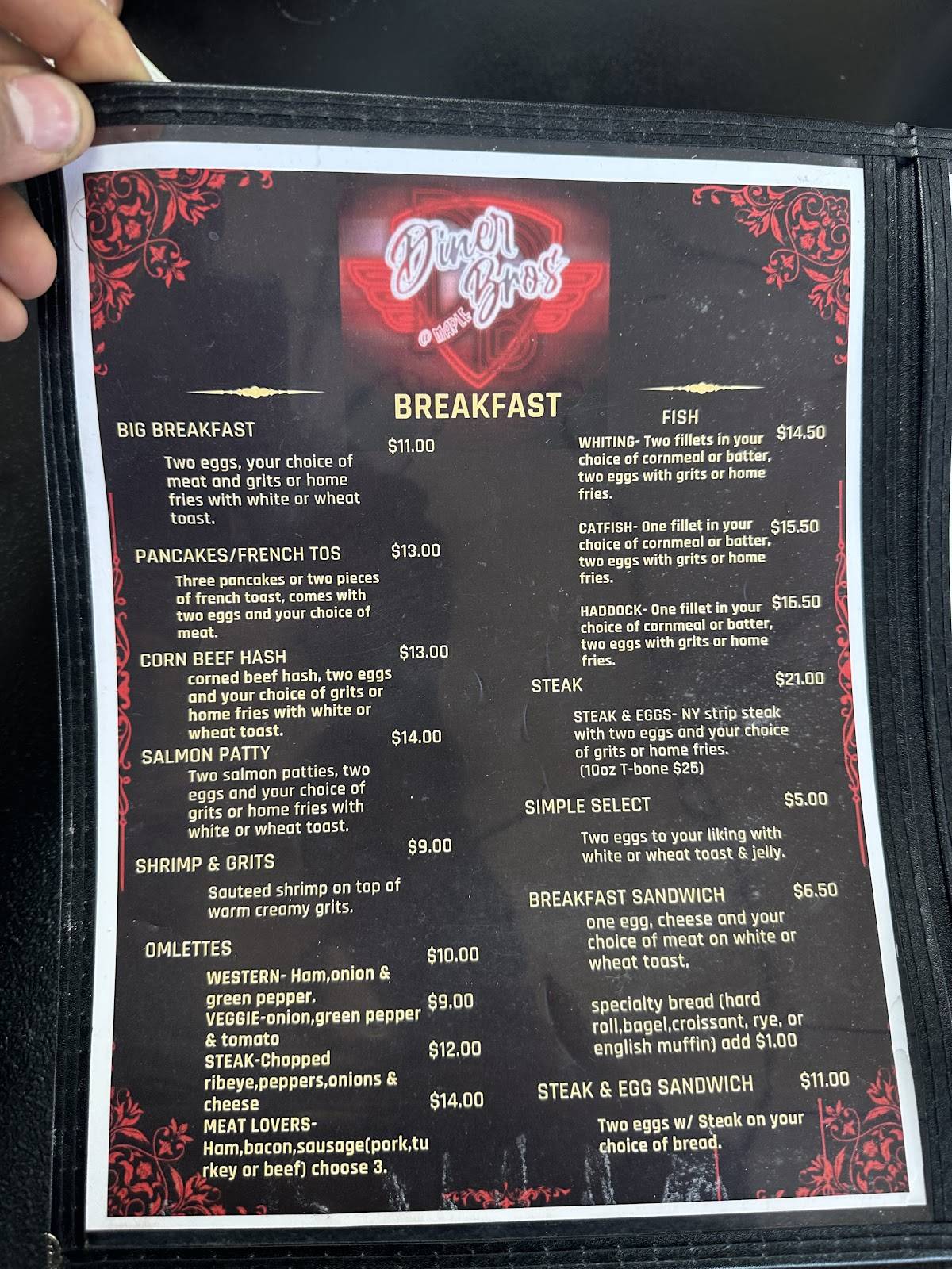 Menu at Diner Bros @ Maple restaurant, Rochester