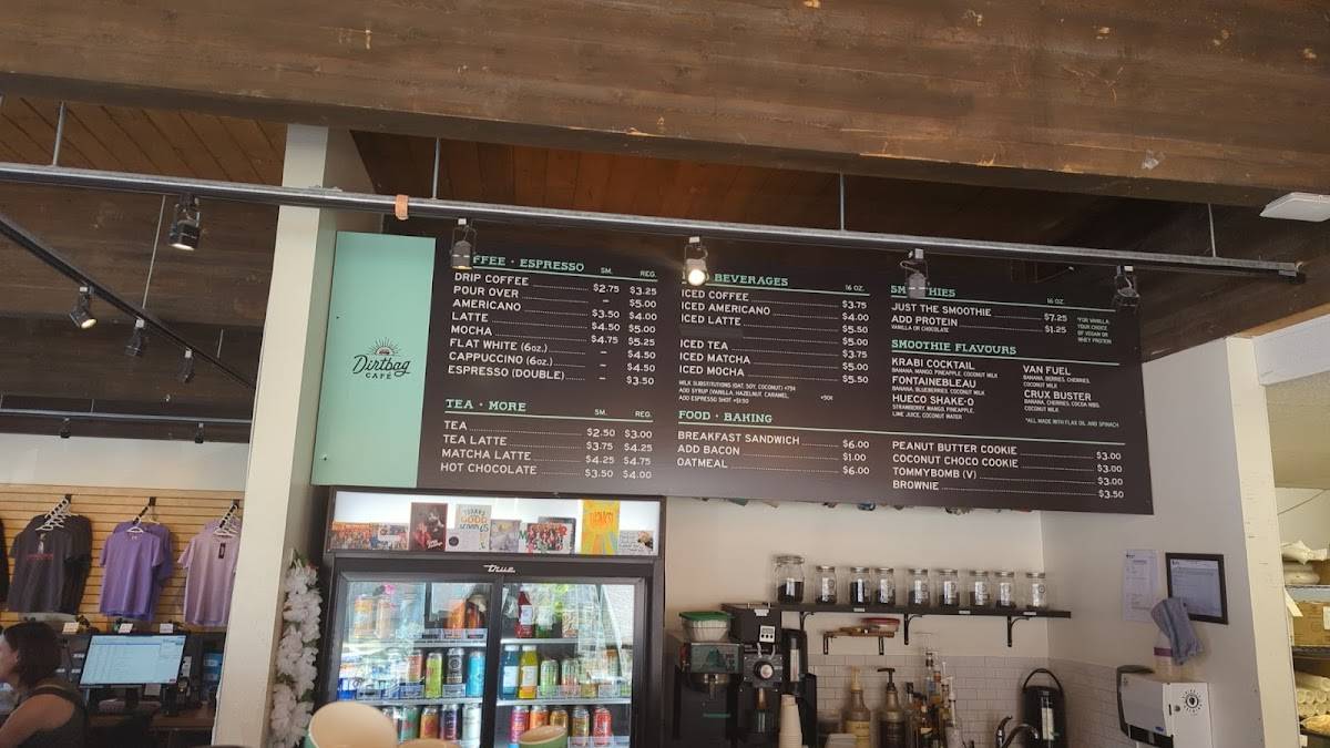 Menu at Dirtbag Cafe, Edmonton