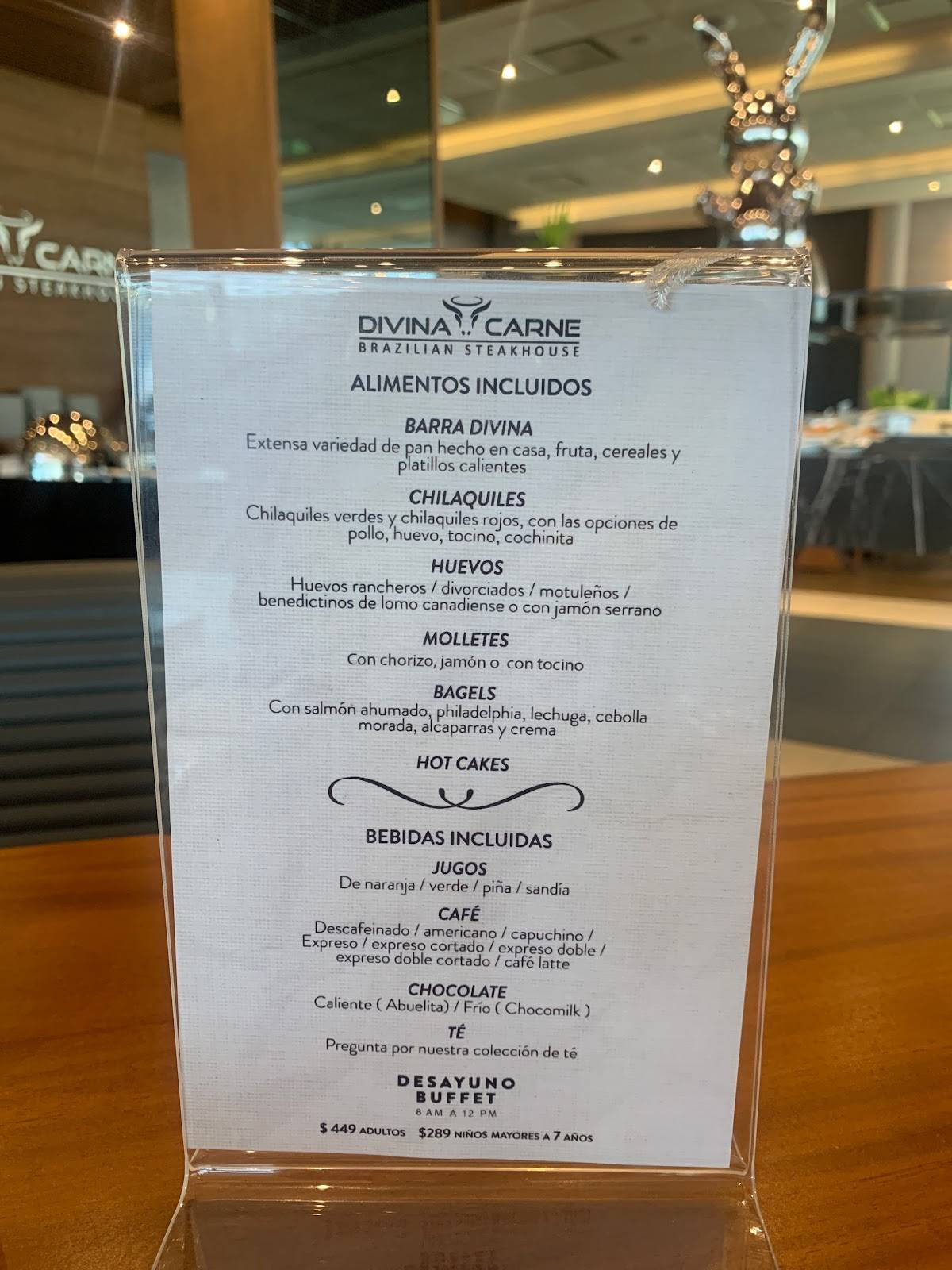 Carta de parrilla Divina Carne, Cancún