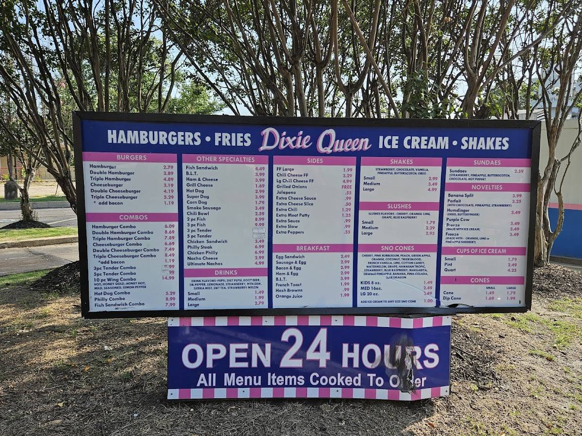 Menu at Dixie Queen restaurant, West Memphis