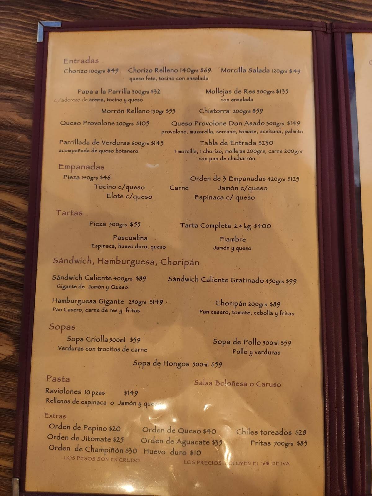 Carta del restaurante Don Asado Rio Lerma, Ciudad del México, C. Río ...