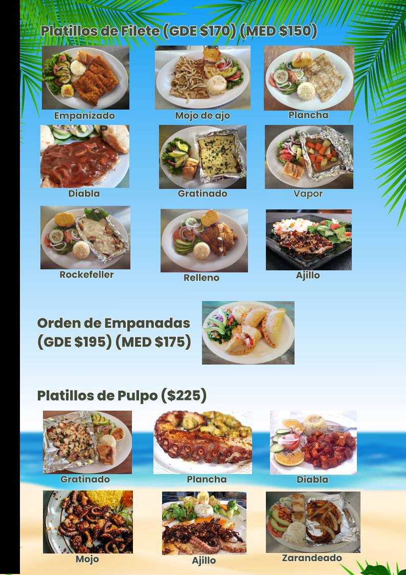 Carta del restaurante Don Juan Mariscos, Guadalajara