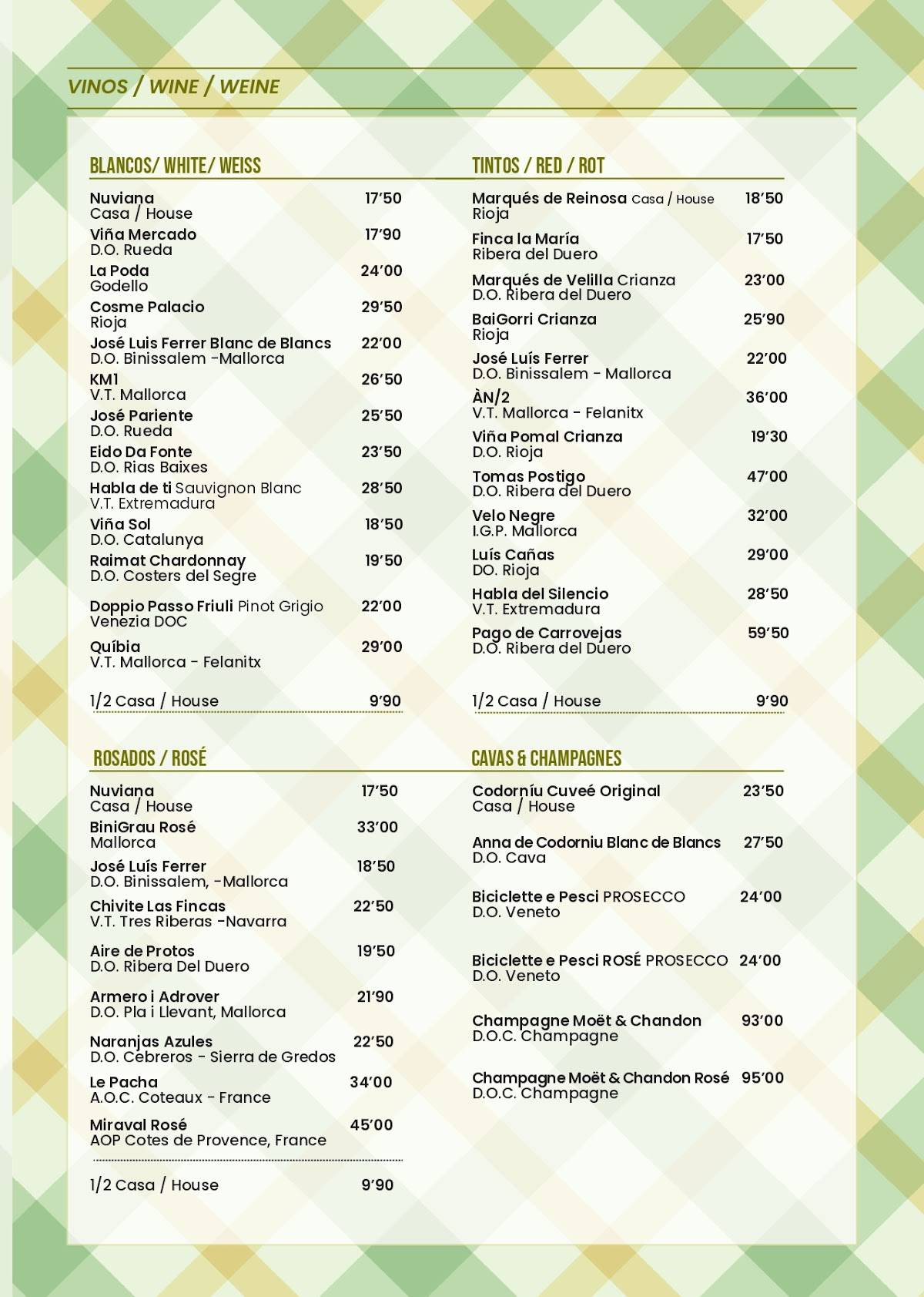 Menu at Don Leone Restaurant Cala d'Or, Cala D'or