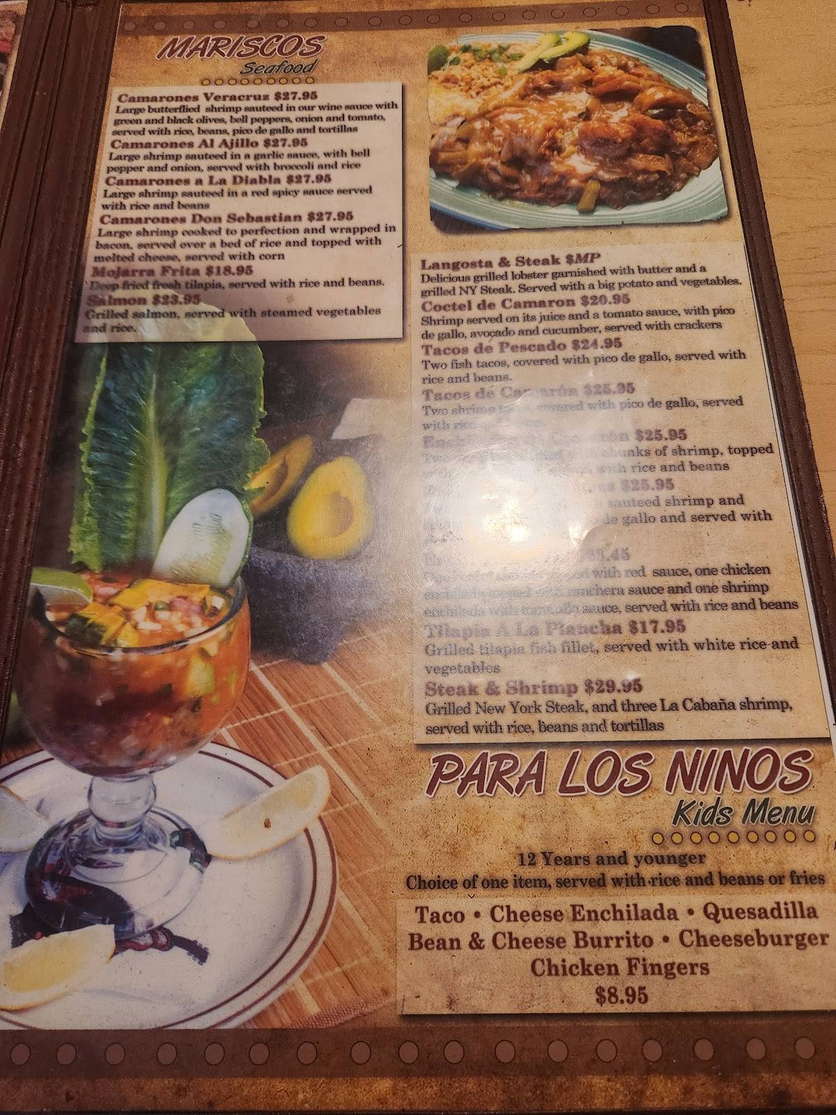 Menu at Don Sebastian Mexican Restaurant, Quartz Hill