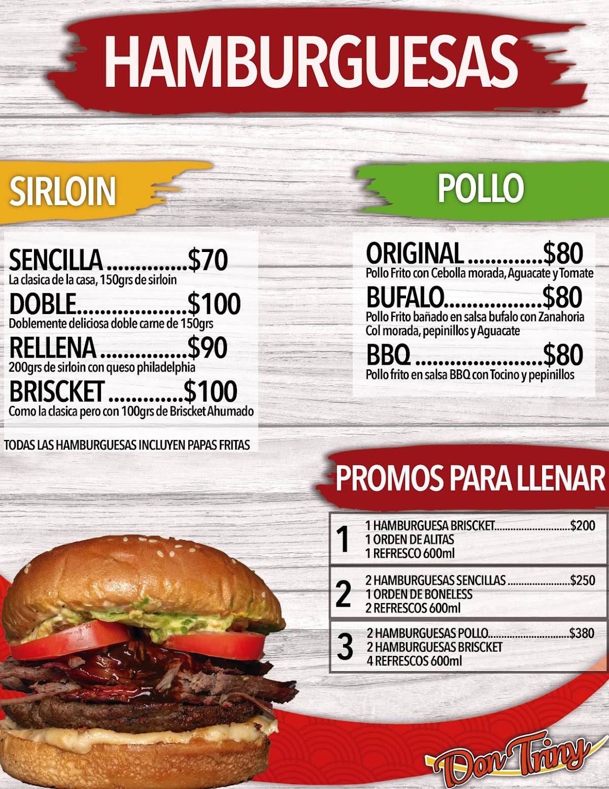 Carta del restaurante Don Triny, Ciudad Acuña, Calle Gral. Bravo 415