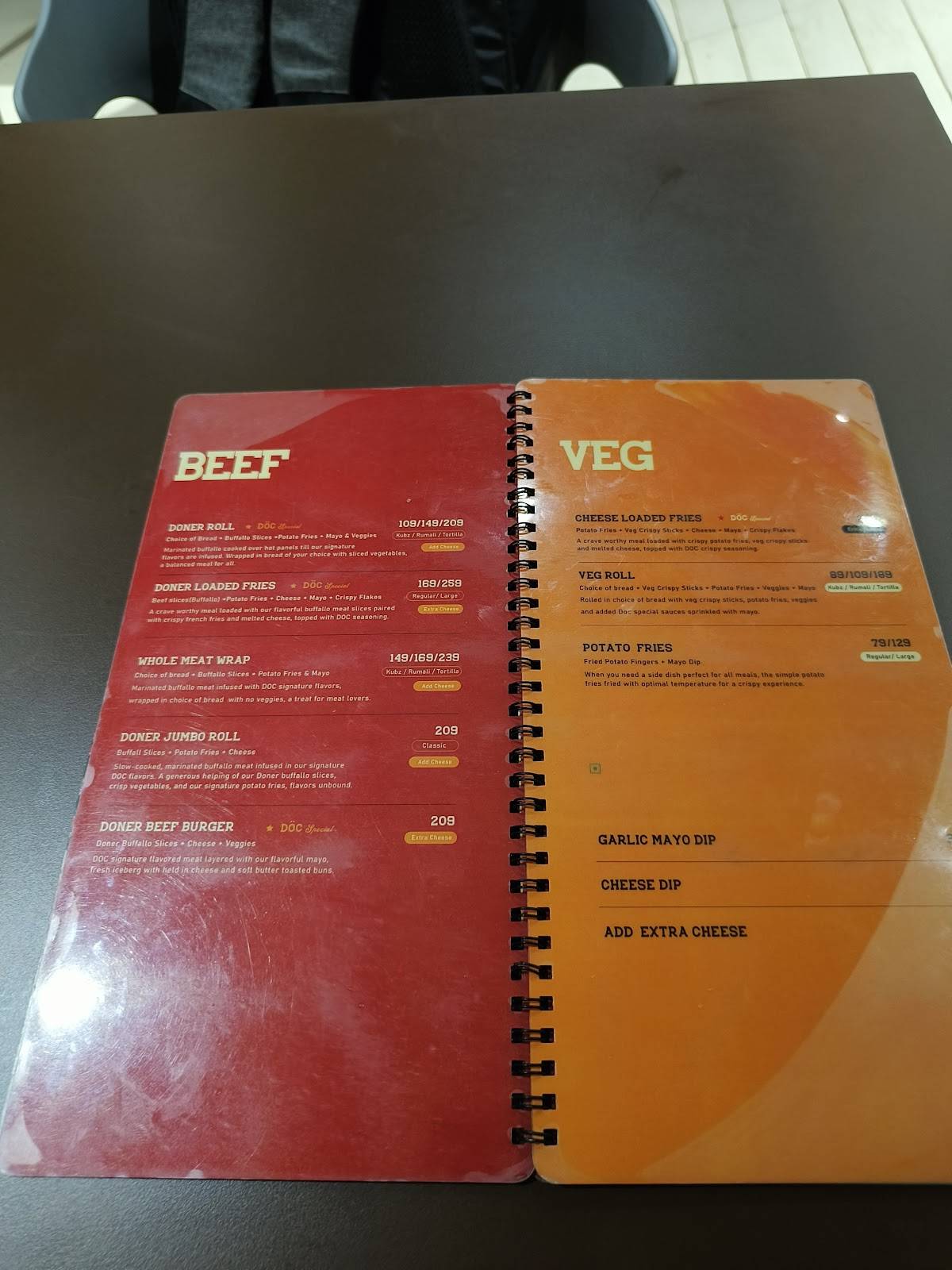 Menu at Döner Club Edappally, Kochi