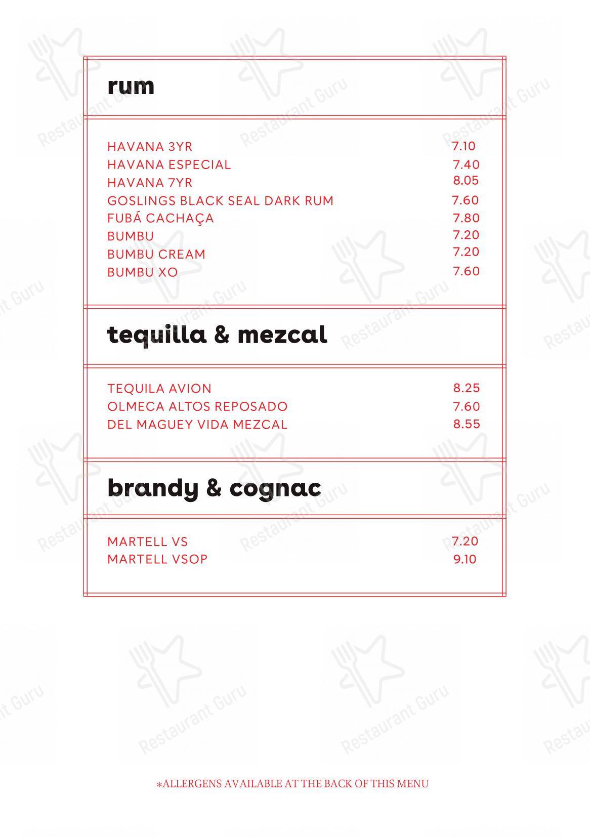 Menu at Doolally restaurant, Dublin