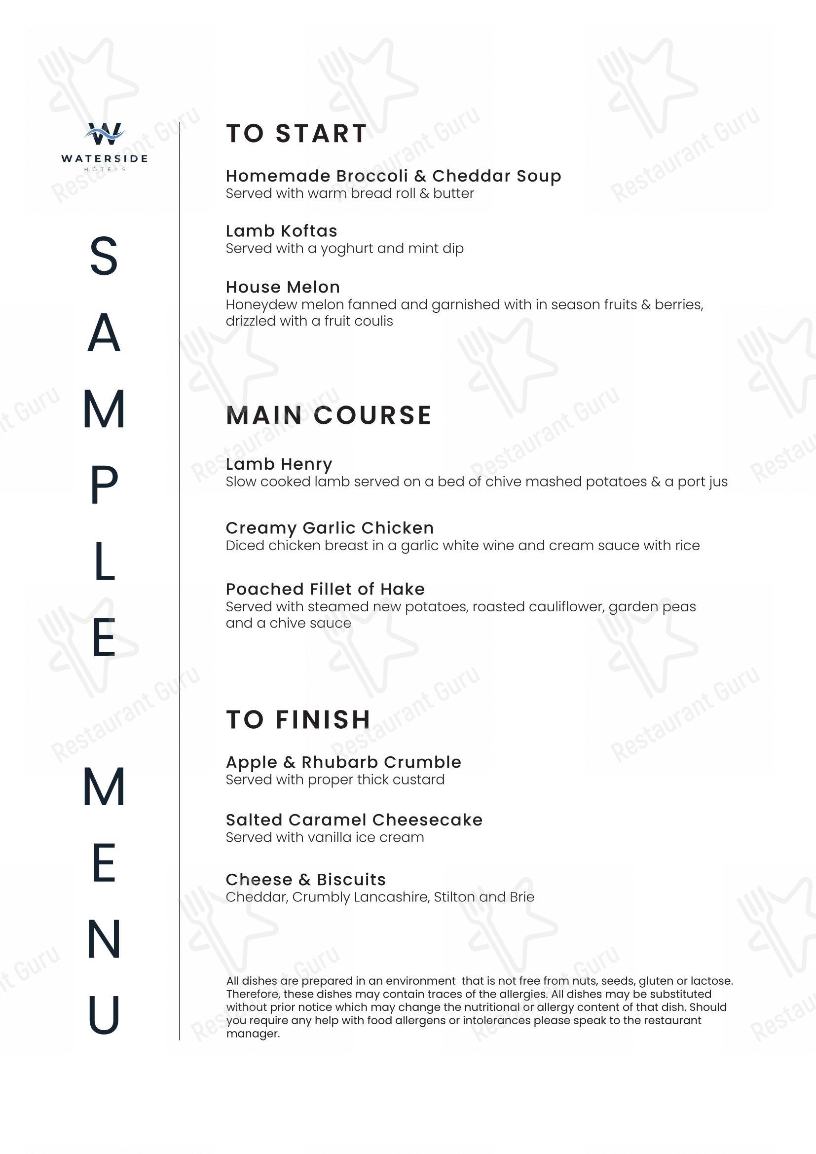 Menu at Doric Hotel restaurant, Blackpool