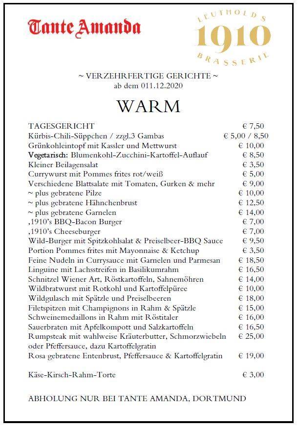 Speisekarte von Tante Amanda restaurant, Dortmund