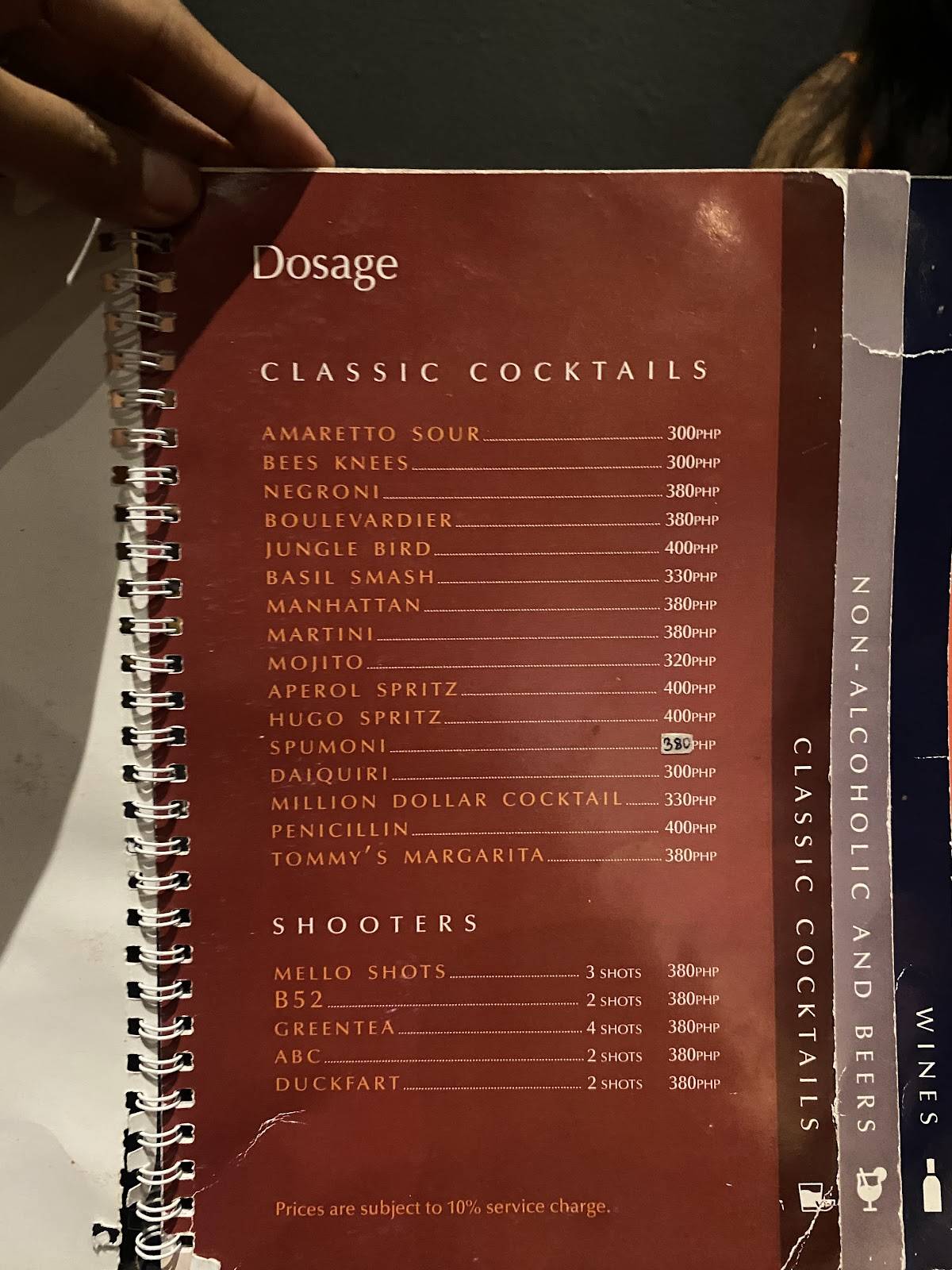 Menu at Dosage & Co., Cebu City