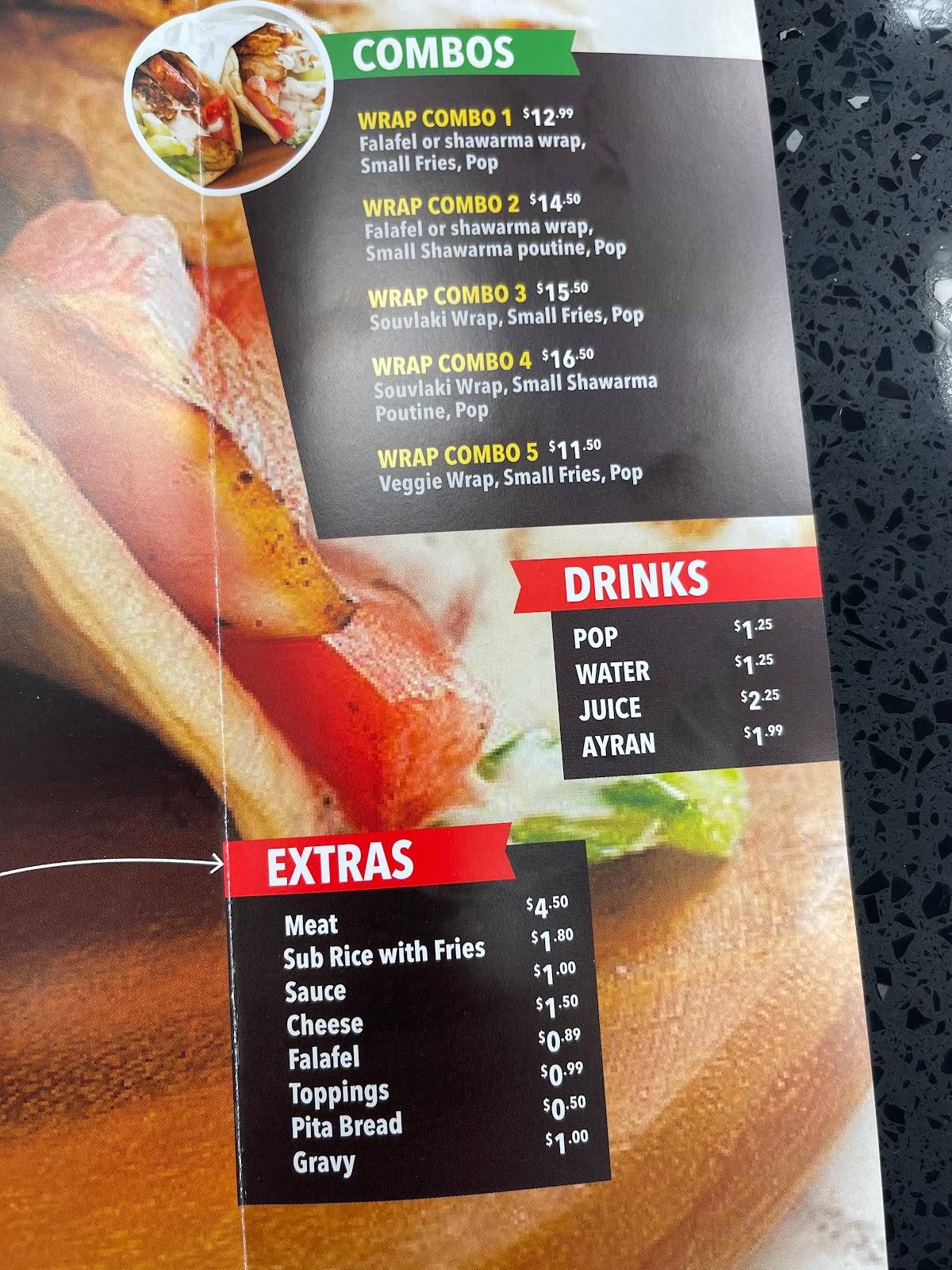 Menu at Double Taste Shawarma restaurant, Waterloo, 36 Northfield Dr E