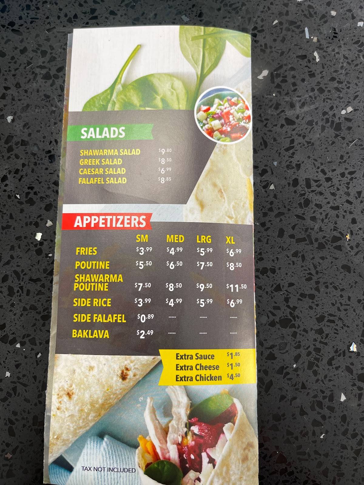 Menu at Double Taste Shawarma restaurant, Waterloo, 36 Northfield Dr E