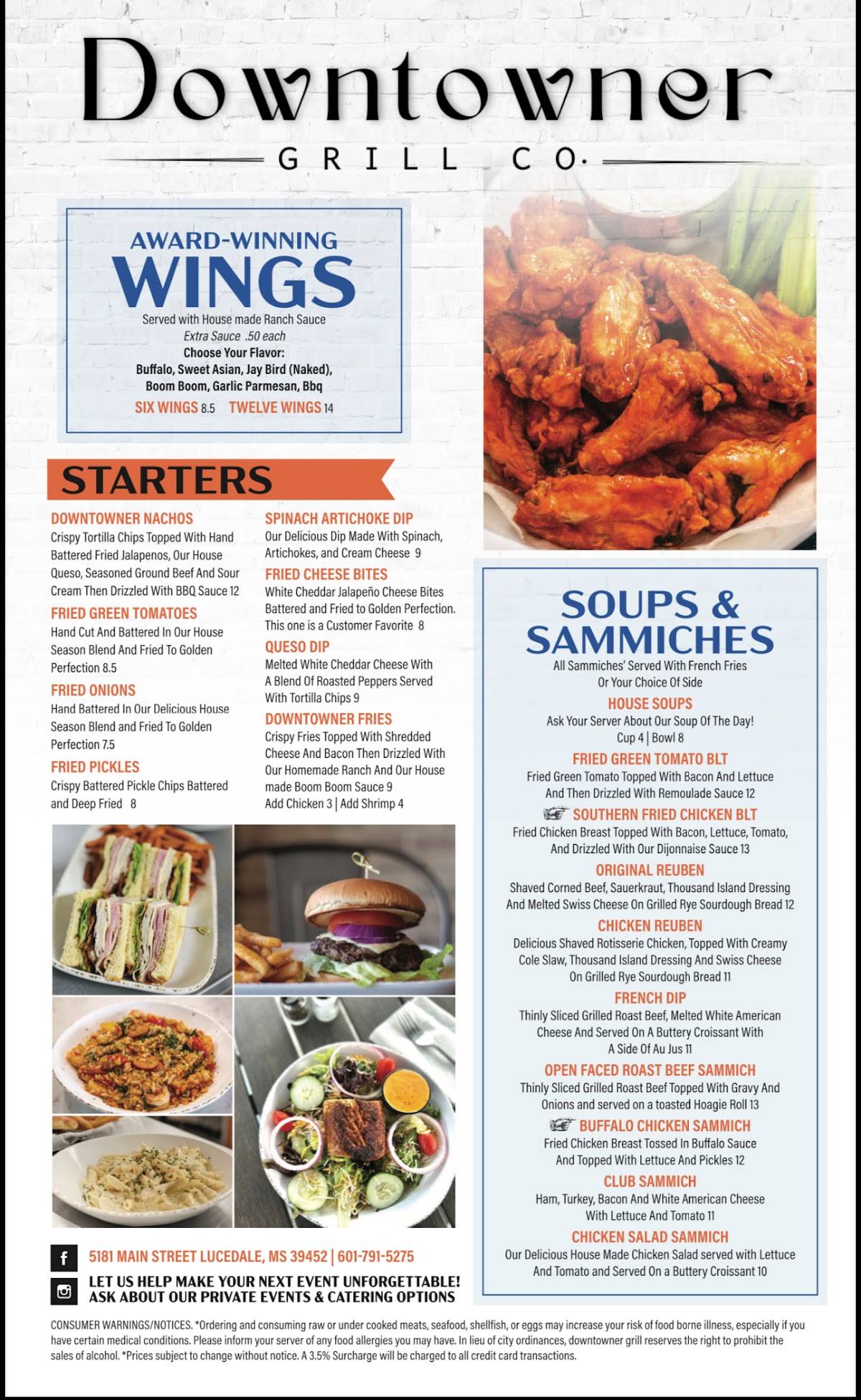 Menu at Downtowner Grill steakhouse, Lucedale
