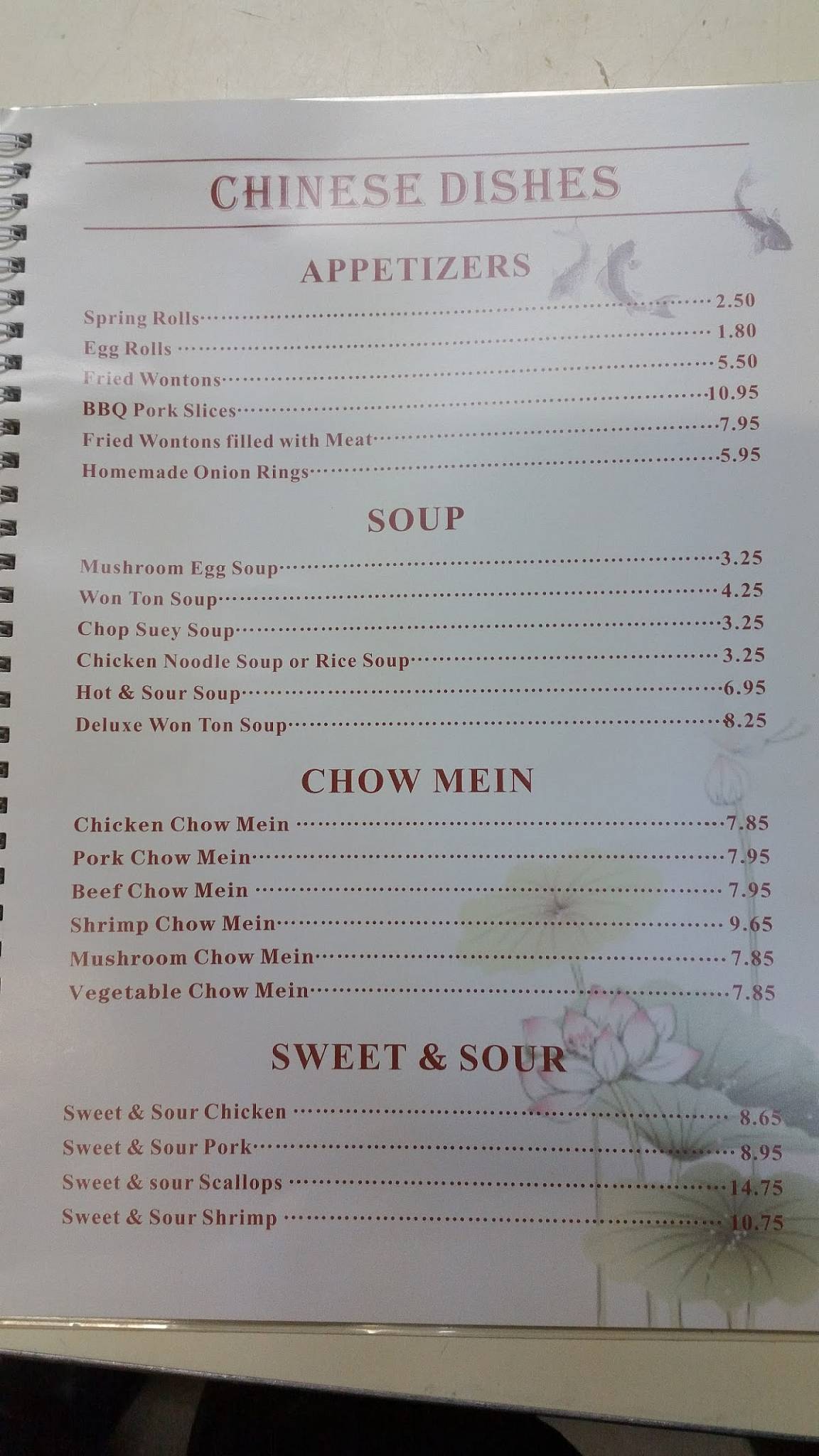 Menu at Dragon Restaurant, Corner Brook