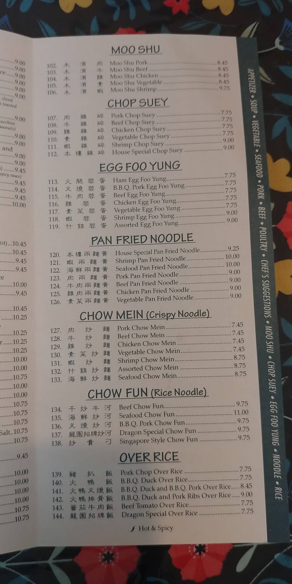 Menu at Dragon Restaurant, Ogden