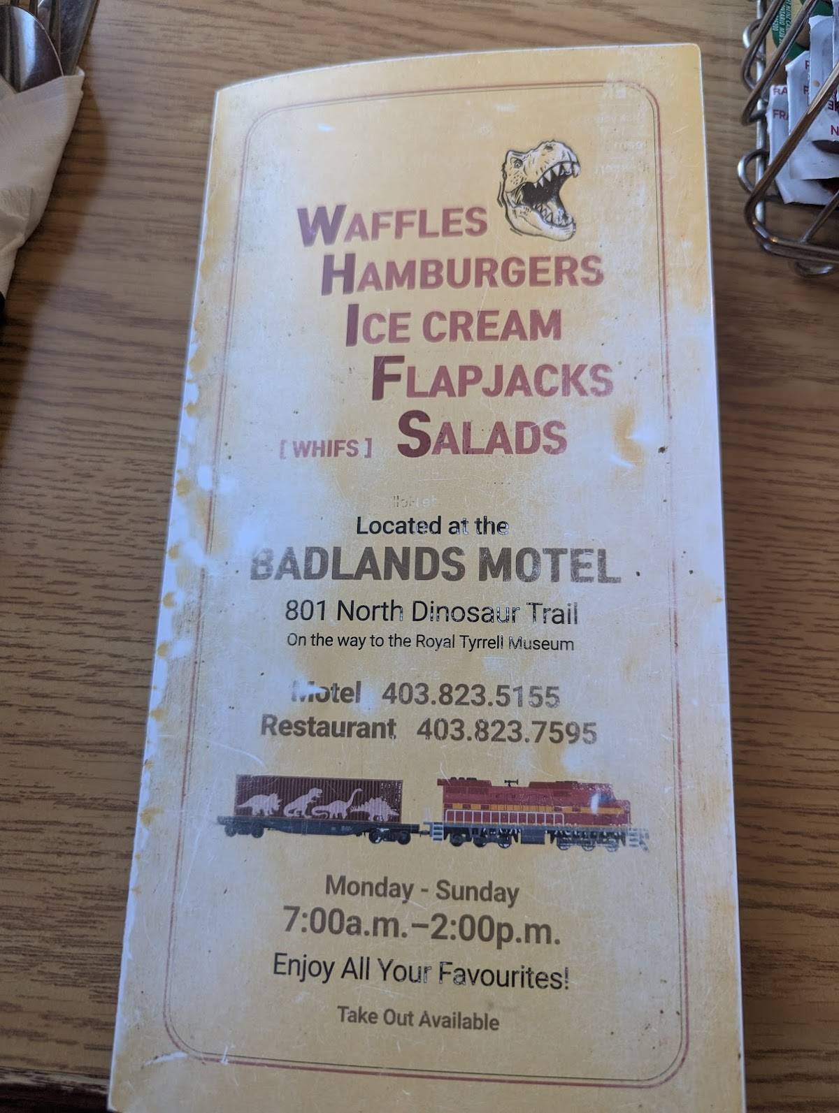 Menu at WHIFS Flapjack House restaurant, Drumheller