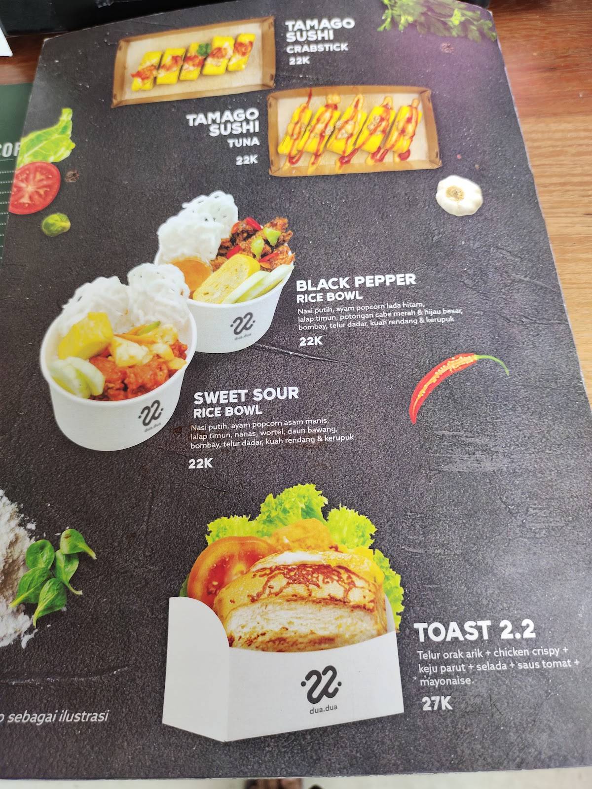 Menu at Dua Titik Dua Coffee & Eatery, Pontianak