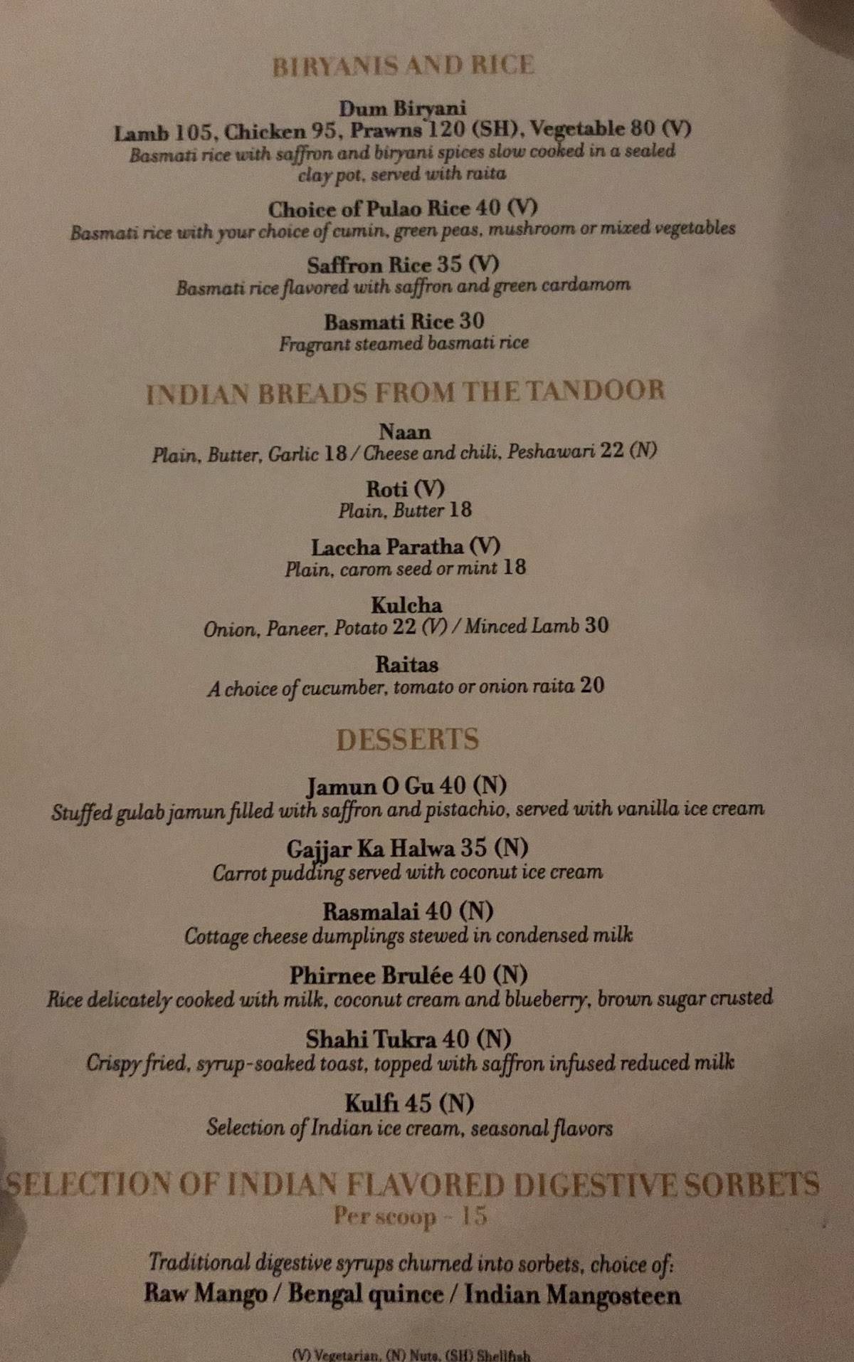 Menu at Little Miss India restaurant, Dubai, Palm Jumeirah