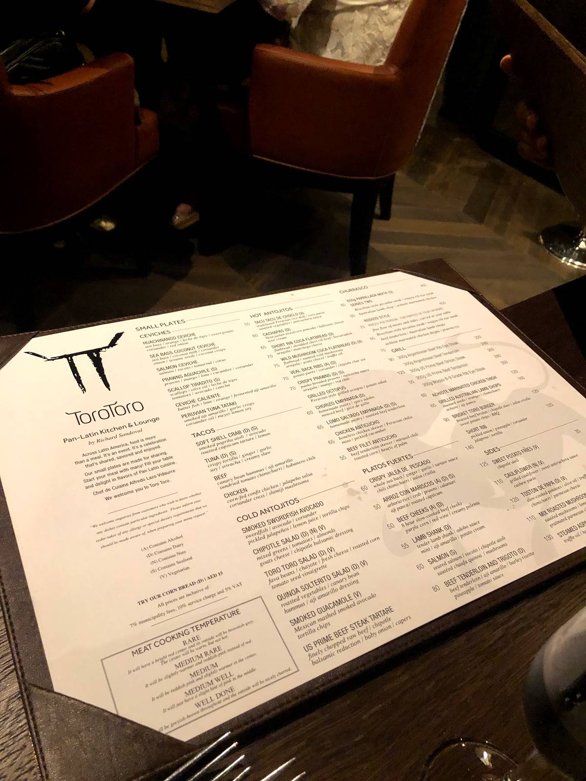 Menu at Toro Toro by Chef Richard Sandoval restaurant, Dubai